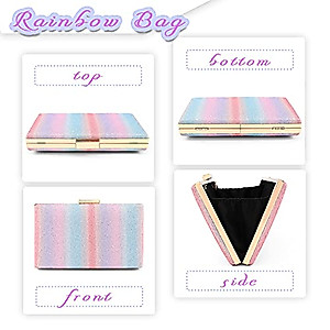 ELABEST Rainbow Evening Clutch Bag Chic Handbag Money Purses Sparkly Sequin Crossbody Shoulder Cocktail Party Bags (Light Color)
