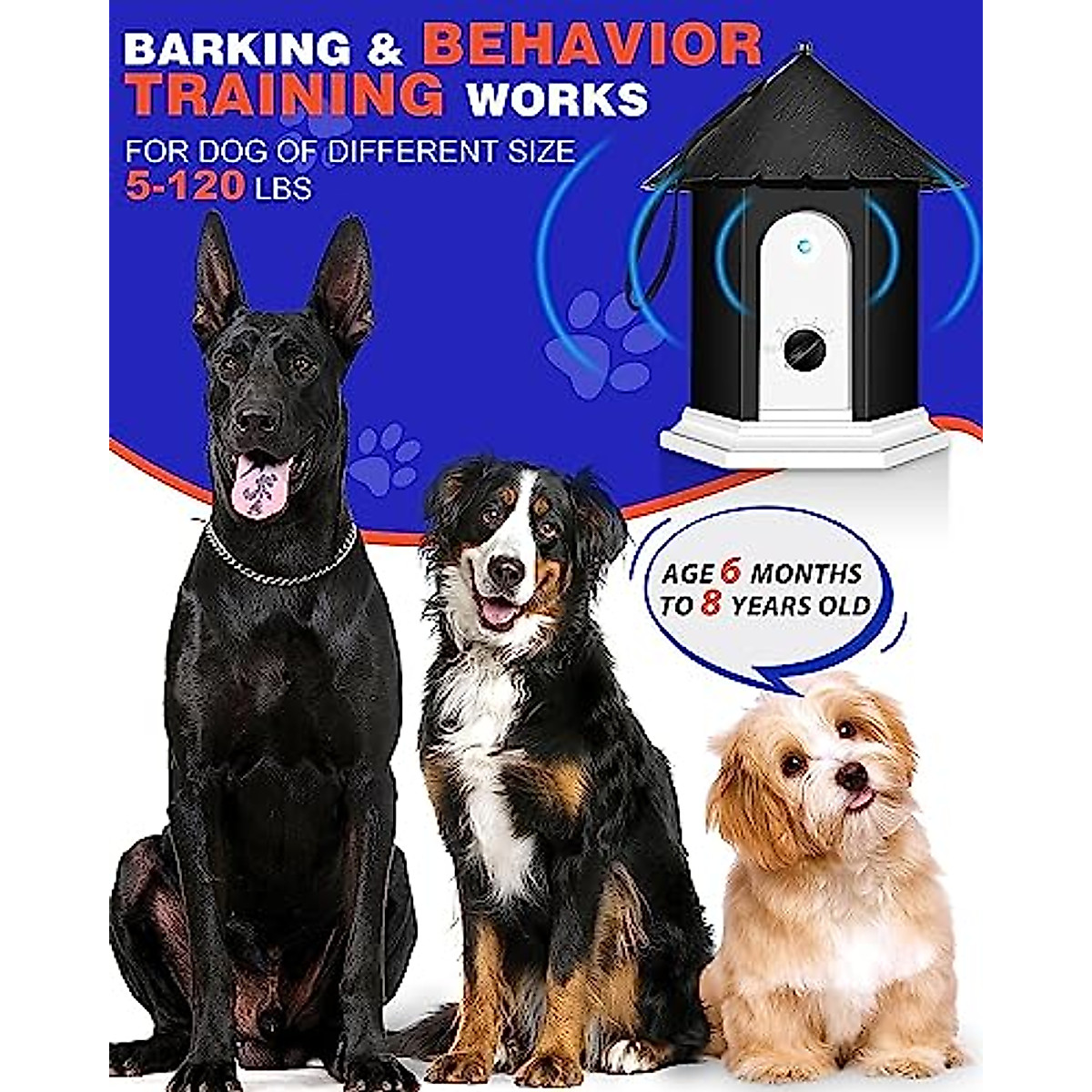 NOLTSE Anti Barking Device, Automatic Ultrasonic Dog Barking Control Devices & Dog Training Tools, Outdoor Waterproof Bark Box with 3 Levels & 50 Ft Range, Dog Barking Deterrent Safe for Human & Dog