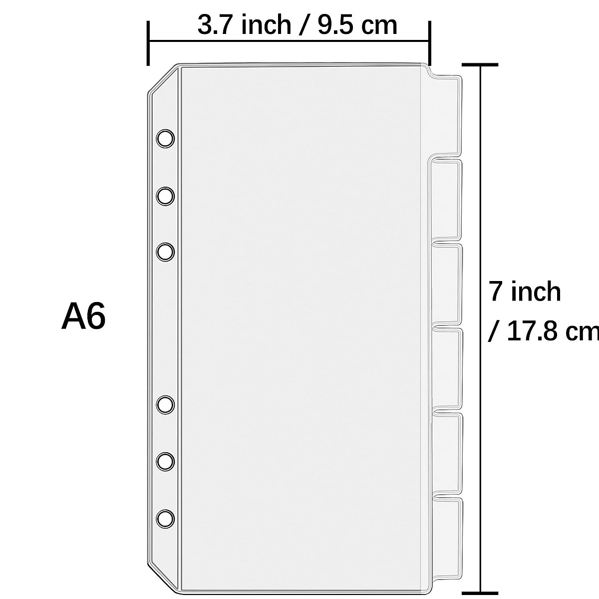 UMSICHT 12PCS A6 Binder Pockets with No Zippers, Zipless Budget Envelopes with Index Bits Design, A6 Binder Pouch for 6 Ring Binder, Money Folder Organizer,Clear PVC Savings Challenges Envelopes,12PCS