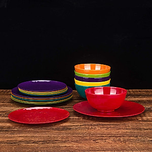 Set of 6 100% Melamine 28oz Salad Bowls Set,6 inch Round Melamine Soup Cereal Bowls,Melamine Dinnerware sets for Home Dinner Party or Picnic,Break-resistant and BPA Free,Multicolor