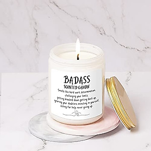 Sinsufur Congratulations Gifts for Women, Inspirational Gifts for Women Friends Coworkers, Birthday Christmas Gifts for Women - Boss Lady, New Job, Promotion Gifts for Women, 7oz Badass Scented Candle