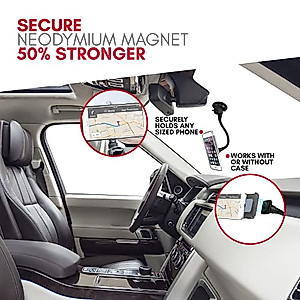 Macally Windshield Phone Mount for Car Magnetic - Suction Cup Window Mount Phone Holder with 12" Long Gooseneck Arm & Super Strong Magnet Mount for Cell Phone, iPhone, Smartphone