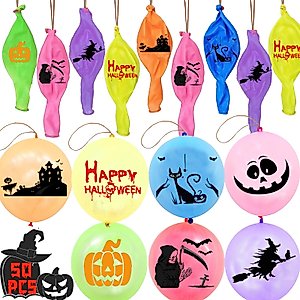 yuzshin 50PCS Halloween Punch Balloons for Kids,Halloween Party Game Favors, Halloween Giveaways, Trick or Treat Toys, Halloween Games, Kids Halloween Goodies