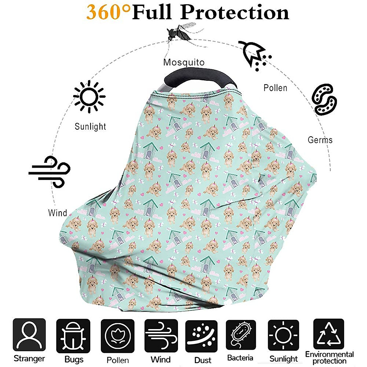 KIDVOVOU Nursing Cover Breastfeeding Scarf Happy Dinosaur Printed Baby Car Seat Covers Infant Stroller Cover Carseat Canopy