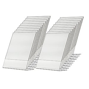 20 Pack Acrylic Sign Holder for 8.5" x 11" Literature Clear Slanted Plexiglass Countertop Graphic Image Side Load Display for Retail Stores Hotels Offices and Restaurants by Marketing Holders