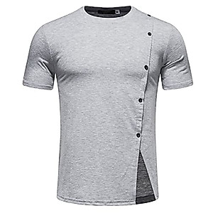 Muscularfit Summer Button Up Shirts for Men Casual Stylish Short Sleeve Round Neck Henley Tshirt Regular Fit Sport Polo Shirt