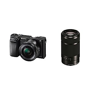 Sony a6000 mirrorless Camera Bundle 16-50mm F3.5-5.6 and 55-210mm F4.5-6.3 Lens, 32GB Card, case (Renewed)