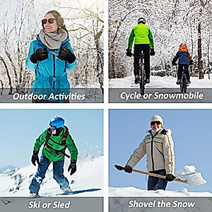 FIDESTE -40℉ Waterproof Winter Thermal Gloves - 3M Thinsulate Windproof Touch Screen Warm Gloves - for Driving Motorcycle,Cycling,Running,Outdoor Sports - for Women and Men - Black (M)