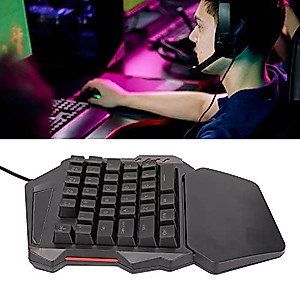 One Handed Gaming Keyboard, RGB Backlit 35 Keys Portable Mini Gaming Keypad with Macro Recording Function Plug and Play Mechanical Gaming Keyboard for PC Gamer