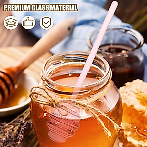 SHERCHPRY Glass Pot Honey Stirring Stick Glass Honey Dipper Honey Stir Stick Honey Server Spoon Jam Dipper Syrup Stirrer Honey Dispenser Honey Pot