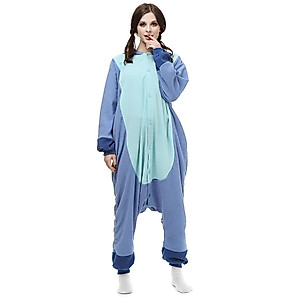 ZEALOVE Adult Stich Onesie Animal Pajamas Christmas Cosplay Costumes Party Wear Blue L