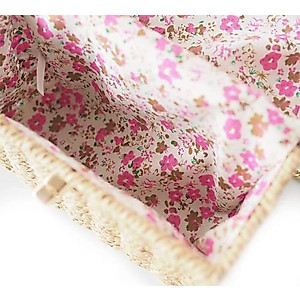 Handwoven Rattan vintage purse Bag Natural Chic Casual Handbag Beach Sea tote Basket Straw vacation Bag (Brown)