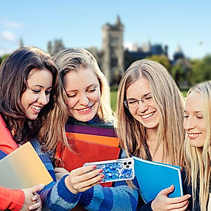 CAIYUNL Oneplus Nord N300 5G Case, Glitter Bling Floating Liquid Women Girls Phone Cover with Tempered Glass Screen Protector-Blue Butterfly