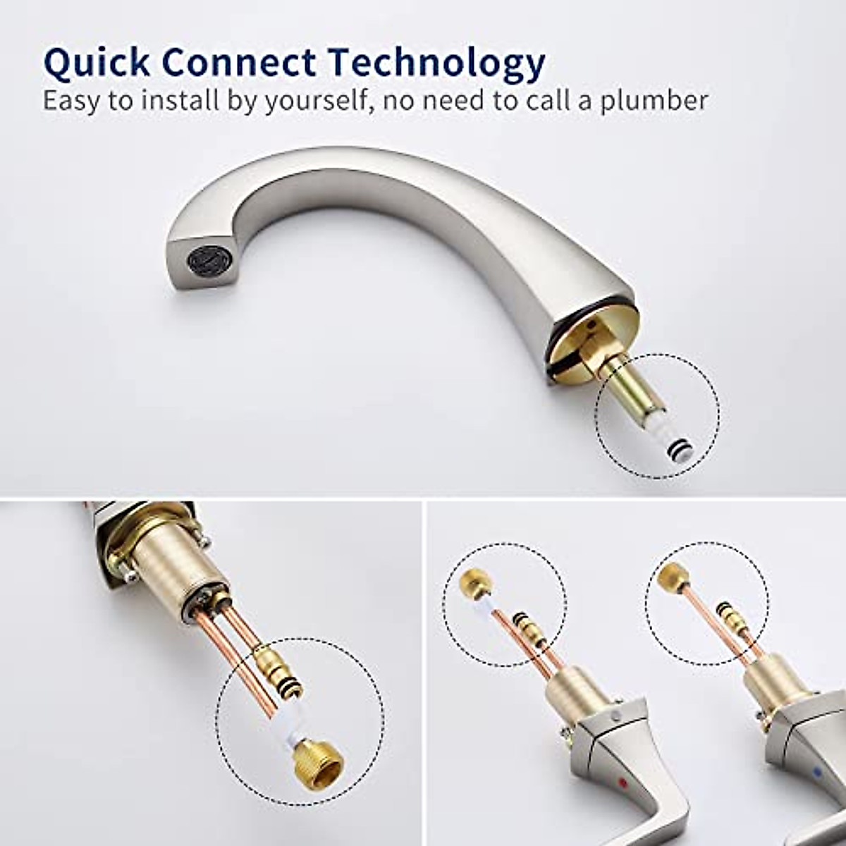 Bathroom Faucet Brushed Nickel,Widespread Bathroom Faucet for 3 Hole,Bathroom Sink Faucet 2 Handles Vanity Faucet,HOMELODY Lavatory Faucet 8 Inch with Pop Up Drain