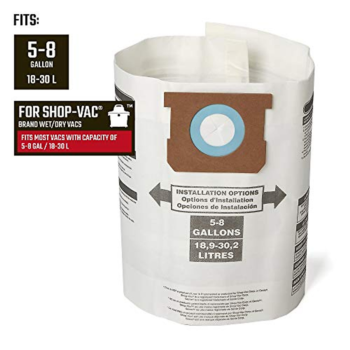 CRAFTSMAN CMXZVBE38767 General Purpose Wet/Dry Vac Dust Collection Bags for 5 to 8 Gallon Shop Vacuums, 3-Pack