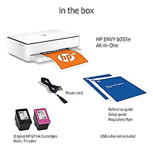 HP Envy 6055e Wireless Color All-in-One Printer with 6 Months Free Ink (223N1A) (Renewed Premium),white