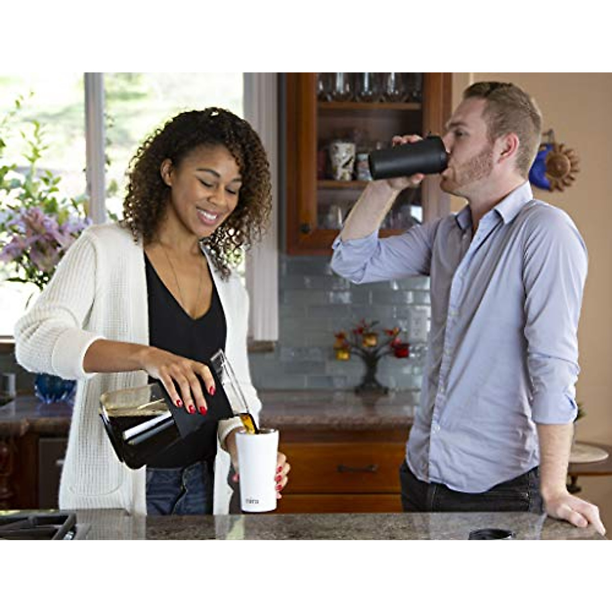 MIRA 16 oz Stainless Steel Insulated Travel Mug with lid - Spill Proof Vacuum Insulated Car Tumbler Cup for Coffee & Tea - Thermos Keeps Drinks Steaming Hot or Ice Cold - Black