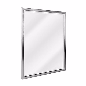 Head West Stainless Steel Frame Brushed Nickel Bathroom Mirror - Beveled Edge Vanity Mirror for Wall and Living Room Decor - Equipped with Z-Bar Bracket for Vertical & Horizontal Mounting - 24" x 30"