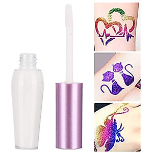 Body Glitter Glue, Adhesive Cosmetic Temporary Tattoo Glitter Powder Glue Body Painting Face Eyebrows Hair Nails Tattoo Gel Beauty Tool for Festival Carnival Concert Party Beauty Rave Accessories 7ml