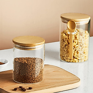 ERISED 6Pack-39Oz,Glass Jars Containers with Bamboo Airtight Lid & Spoon, Food Storage Canister, Clear Glass Canisters for Cookie, Candy, Coffee, Sugar, Matcha Tea, Flour, Nuts & More