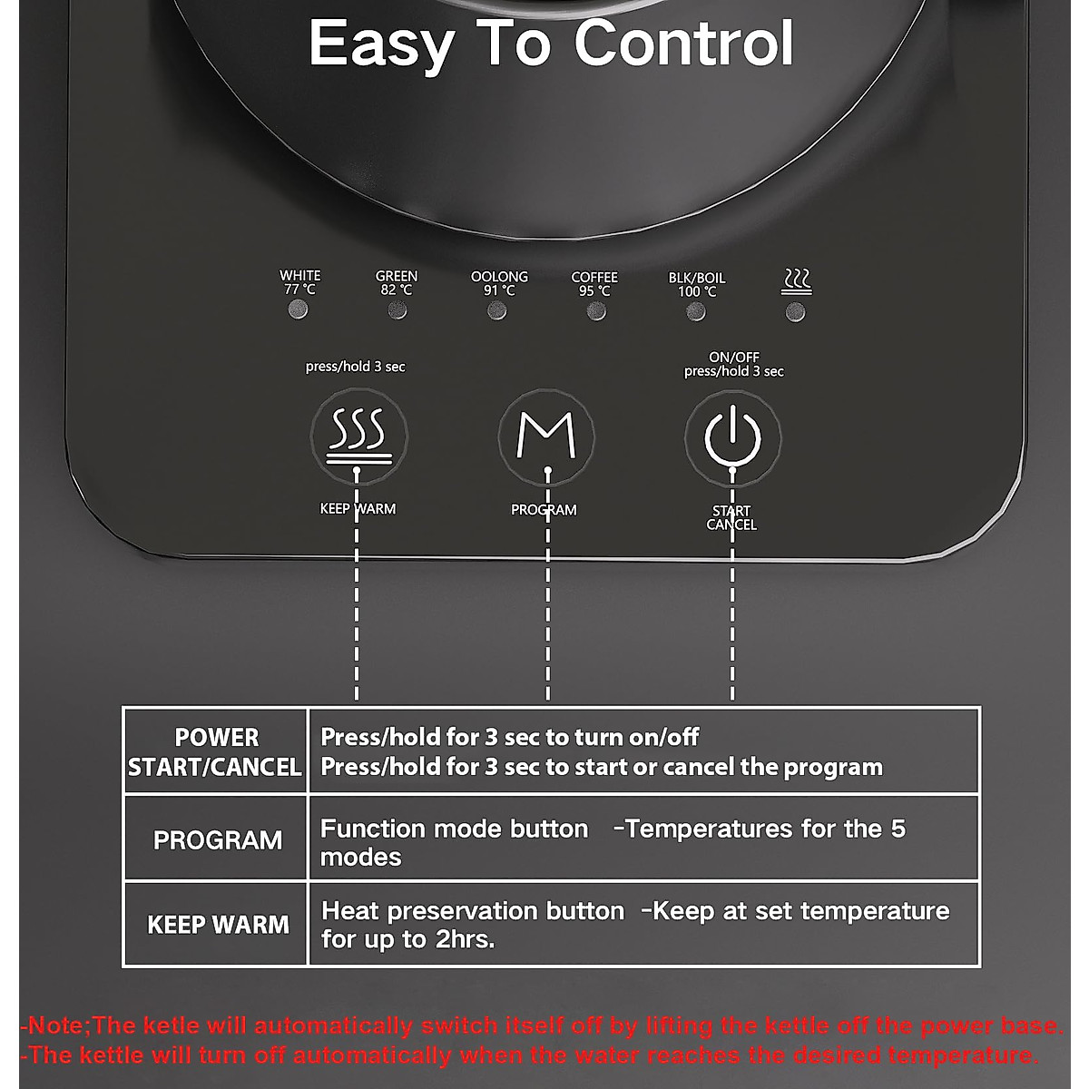 Electric Kettle with 5 Variable Presets,1200W Pour Over Coffee Kettle for Coffee & Tea, 27Oz Gooseneck Water Heater Electric with Auto Shutoff Boil-Dry Protection, 0.8L, Black