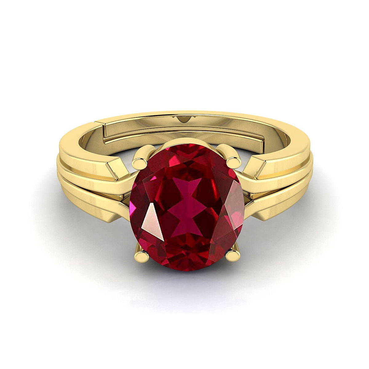 LMDPRAJAPATIS Original Ruby Gold Adjustable Ring Women's Ring 5.25 Ratti / 4.85 Carat Natural Ruby Gemstone Ring