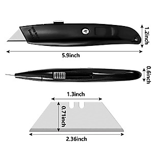 DIYSELF 2Pack Utility Knife Box Cutter Retractable Blade Heavy Duty(Black)