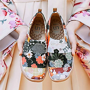 UIN Women's Casual Loafers Travel Painted Walking Slip On Lightweight Comfortable Canvas Fashion Sneakers Hana (42)