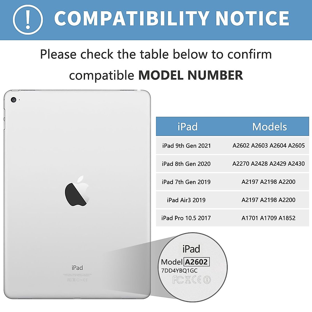 KBCASE Keyboard Case for iPad 9th/8th/7th Generation 2021/2020/2019, Compatible with iPad Air 3/Pro 10.5, Detachable Bluetooth Keyboard Case with Pencil Holder (Sky Blue)