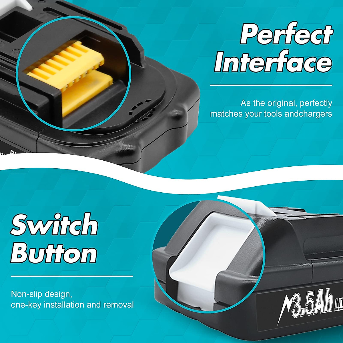 Bonadget 1Pack 3.5Ah 18V Replacement Battery for Makita and 14.4V-18V Battery Charger Combo for Makita LXT 18Volt Battery and Charger BL1860 BL1830 BL1850 BL1815N BL1840 BL1830B BL1860B Tools Battery