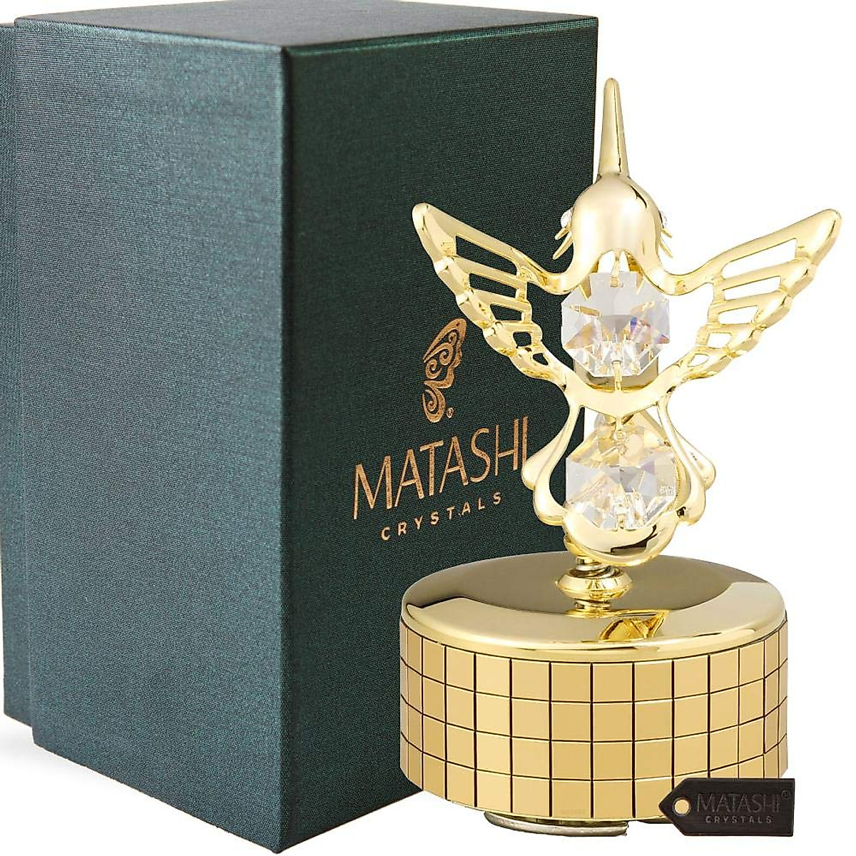 Matashi Valentine's Day Gift for Women - Swan Lake Wind-Up Music Box with 24K Gold Plated Crystal Studded Piano Figurine - Tabletop Showpiece for Home, Office, Living Room for Her