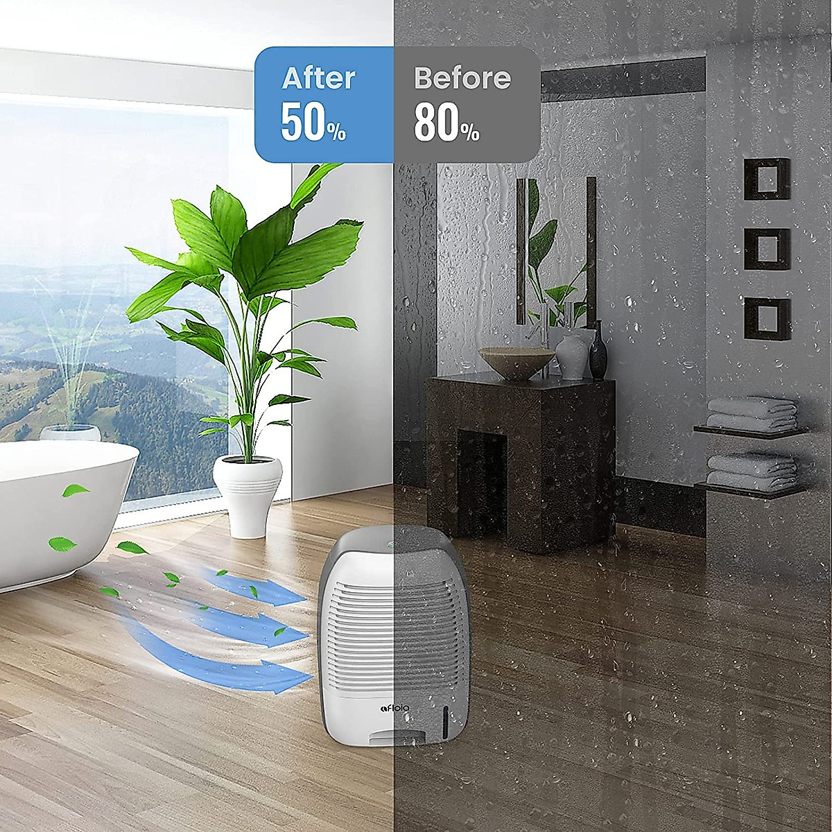 Afloia Dehumidifier for Home 52oz(1500ml) Capacity Ultra Quiet for 2200 Cubic Feet (250 sq ft) Portable Dehumidifiers for Bathroom, Bedroom, Dorm Room, Baby Room, RV