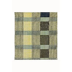 Casavani Indian Handmade Rug Geometric Green & Black Cotton Dhurrie Washable Kitchen Rugs with Tassels Farmhouse Throw Rugs for Bedroom,Laundry,Living Room,Porch 3x5 4x8 5x8 4x6 Feet