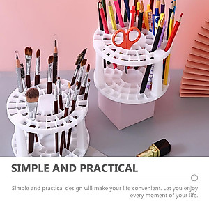 Tofficu 2pcs Paint Brush Holder Multi-hole Makeup Organizer Pencil Brush Stand Storage Rack for Home School Office Supplies White