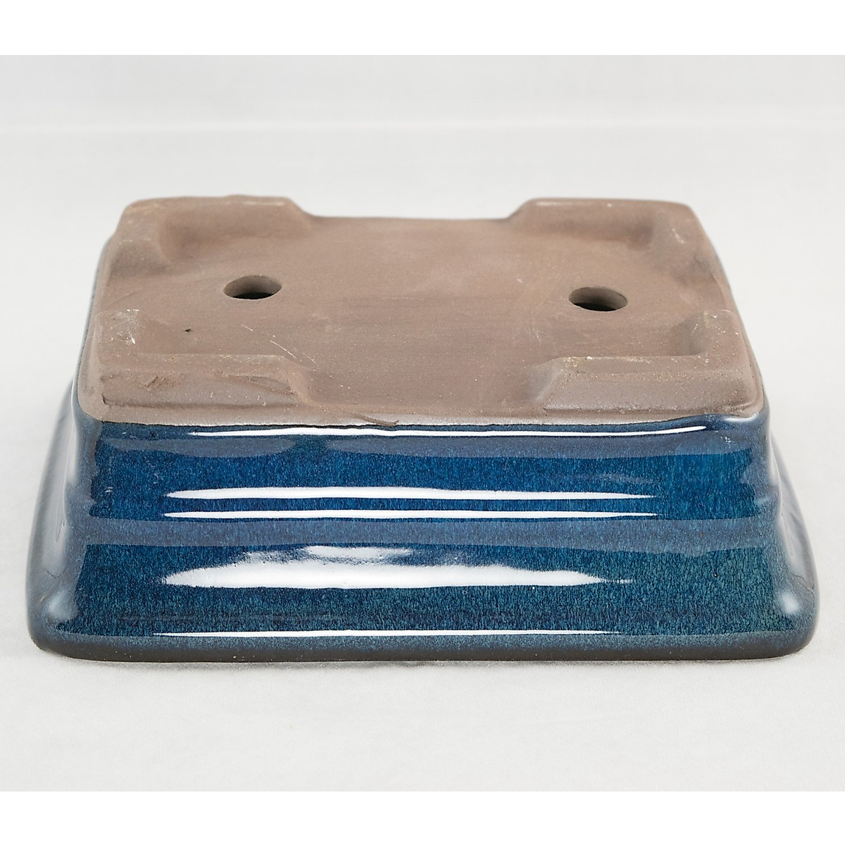 8" Rectangular Dark Blue Bonsai / Succulent Pot + Tray + Rock + Mesh Combo