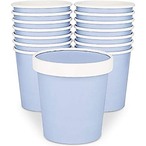 Glowcoast Ice Cream Containers With Lids - 16 oz Pint Disposable Ice Cream Storage Container for Homemade Icecream. Freezer-Safe Paper Tub with Lid Protect Frozen Desserts like Yoghurt (Blue, 25)