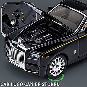 1/24 Diecast Car Model Rolls-Royce Phantom Toy Car, Alloy Collectible Phantom Replica Pull Back Model Car Vehicles with Sound and Light for Kids Boys Girls Birthday Gift