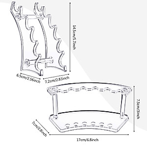 Teling 2 Pieces Plastic Pen Holder Stand, 6 Slot 2 Kinds Vertical and Horizontal Pen Display Stand Rack Eyebrow Pen Stand Makeup Brush Rack Organizer for Store School Office Home (Clear)