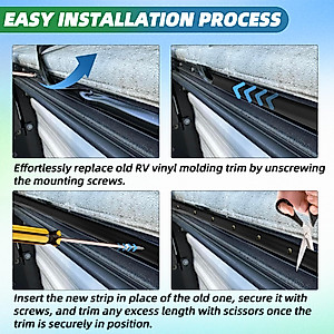 TonGass (Black, 1 Inch by 150 Feet) RV Vinyl Molding Trim Insert RV Trim Molding Exterior Waterproof UV-Resistant Exterior Trailer Siding Corners Trim Protects RV Shell Screws - No Need to Heat