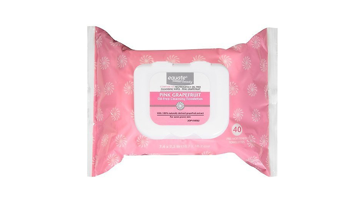 Equate Pink Grapefruit Cleansing Wipes for Oily Skin - 40 Sheets