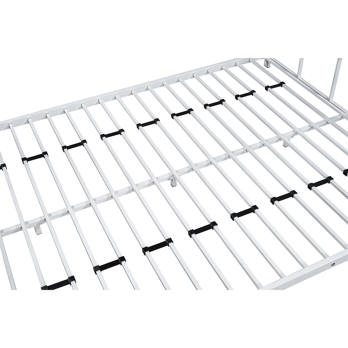 DNYN Full Size Metal House Bed with Roof Design for Kids Bedroom,Sturdy Steel Bedframe,No Box Spring Needed, White