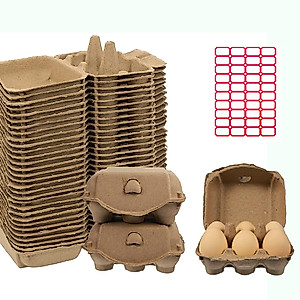 RICHERI 30 Pieces Brown Natural Material Empty Egg Cartons, Each Holds 6 Eggs Egg Baskets For Home, Farm, Market, Camping, Picnic, Travel
