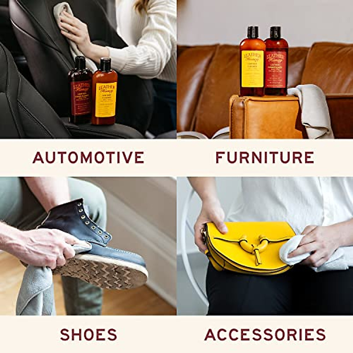 Leather Honey Complete Leather Care Kit Including 4 oz Cleaner, 16 oz Conditioner and Applicator Cloth for use on Leather Apparel, Furniture, Auto Interiors, Shoes, Bags and Accessories