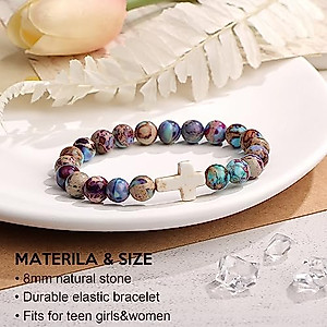 JoycuFF Christian Gifts for Women, Cross Bracelet Religious Gifts, Easter Gifts for Women Girls Teens, Inspirational Catholic Baptism Communion Confirmation Gifts for Women