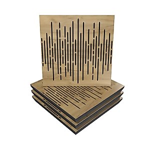 (4 Pack) Sound Absorption-Diffuse Acoustic Panel «Wave» for rec.studio | Wood laminated: (Oak)