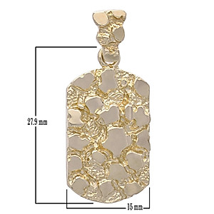 14k Yellow Gold Dog Tag Nugget Charm Pendant