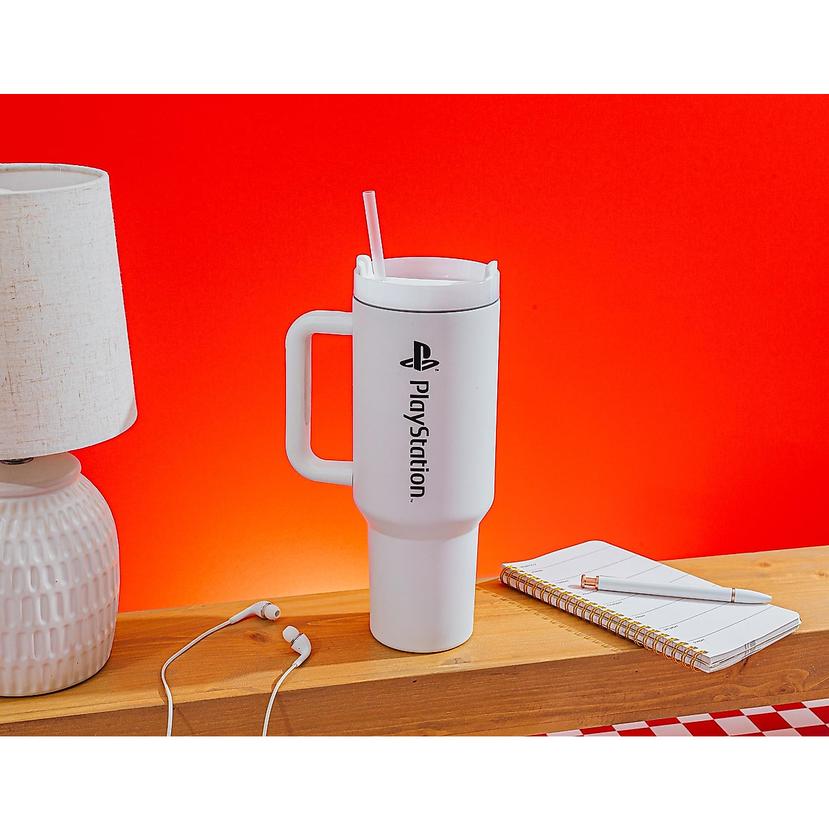 Pyramid America PlayStation Controller Icons Metal Travel Tumbler With Leak-Resistant Lid and Reusable Straw | Holds 40 Ounces