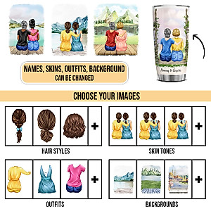 wowcugi Personalized Tumbler Mother & Daughter Forever Linked Together Tumblers With Lid 20oz 30oz Double Walled Vacuum Insulated Stainless Steel Coffee Cup For Moms Mothers Day Birthday Christmas