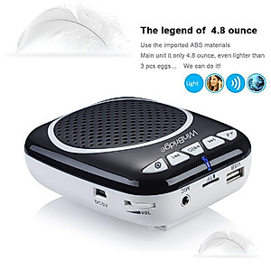 W WINBRIDGE Portable Rechargeable Mini Voice Amplifier with Wired Microphone Headset and Waistband, Support Music Play for Teachers, Singing, Coaches, Training, Presentation, Tour Guide