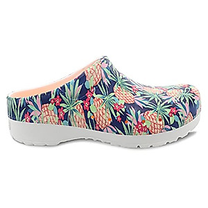 Dansko Kane Slip-On Mule Clog for Women – Lightweight Cushioned Comfort and Removable EVA Footbed with Arch Support – Easy Clean Uppers Pineapples Sandals 6.5-7 M US